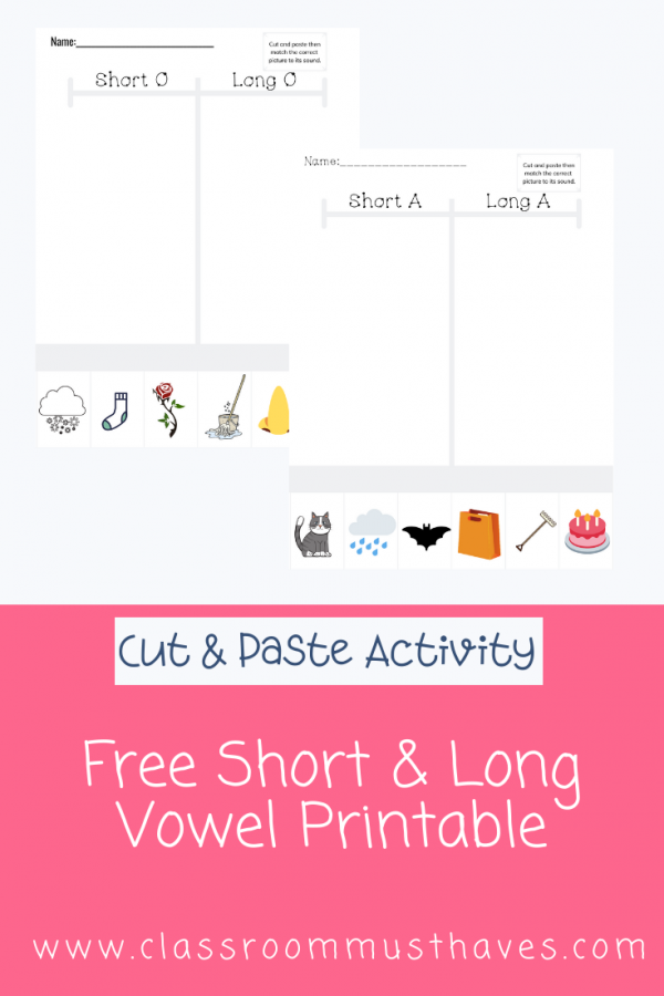 Free Vowel Cut & Paste Printable - Classroom Must Haves