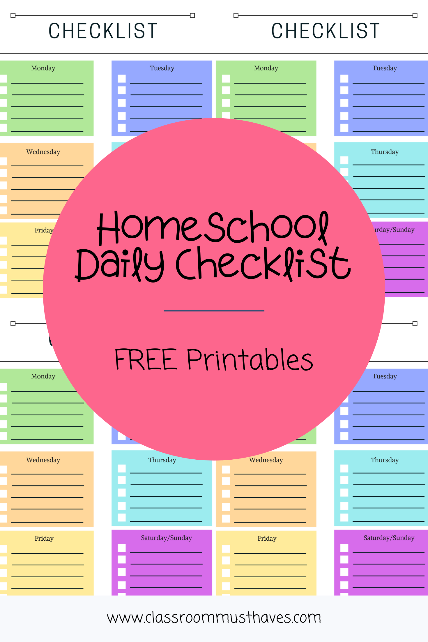 Homeschool Daily Checklist Classroom Must Haves Homeschool Daily Checklist Classroom Must Haves