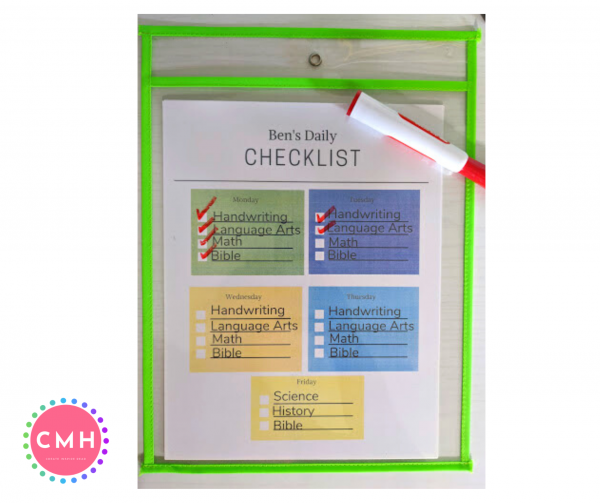 Homeschool Daily Checklist - Classroom Must Haves