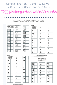 Free Kindergarten Assessments - Classroom Must Haves