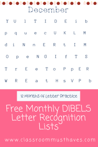 DIBELS Monthly Letter Naming Fluency Lists - Classroom Must Haves