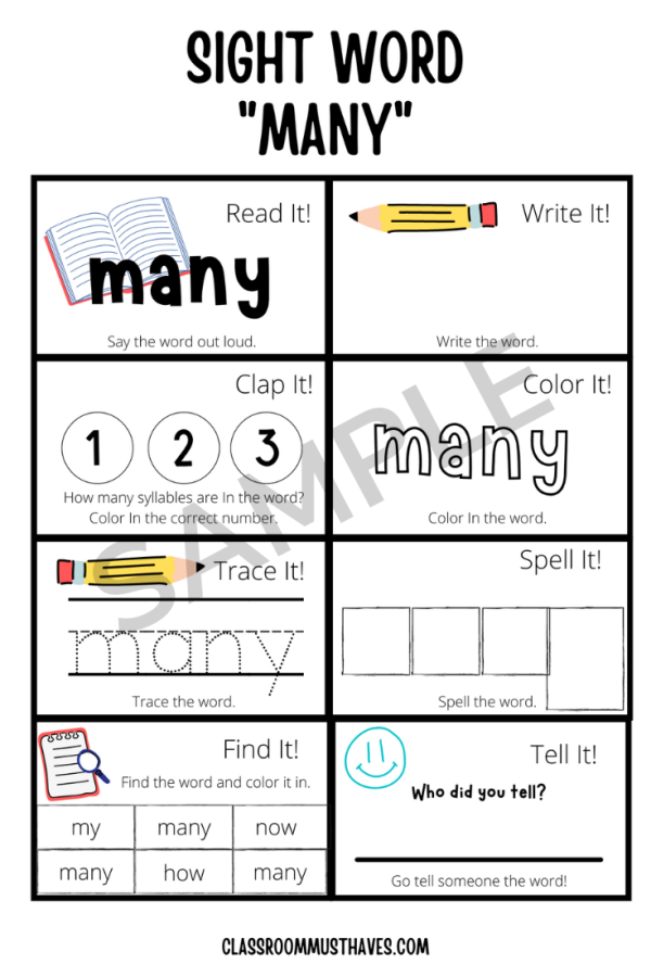 Kindergarten Sight Word Workbook - Classroom Must Haves