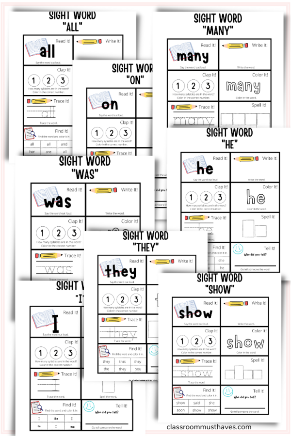 Kindergarten Sight Word Workbook - Classroom Must Haves